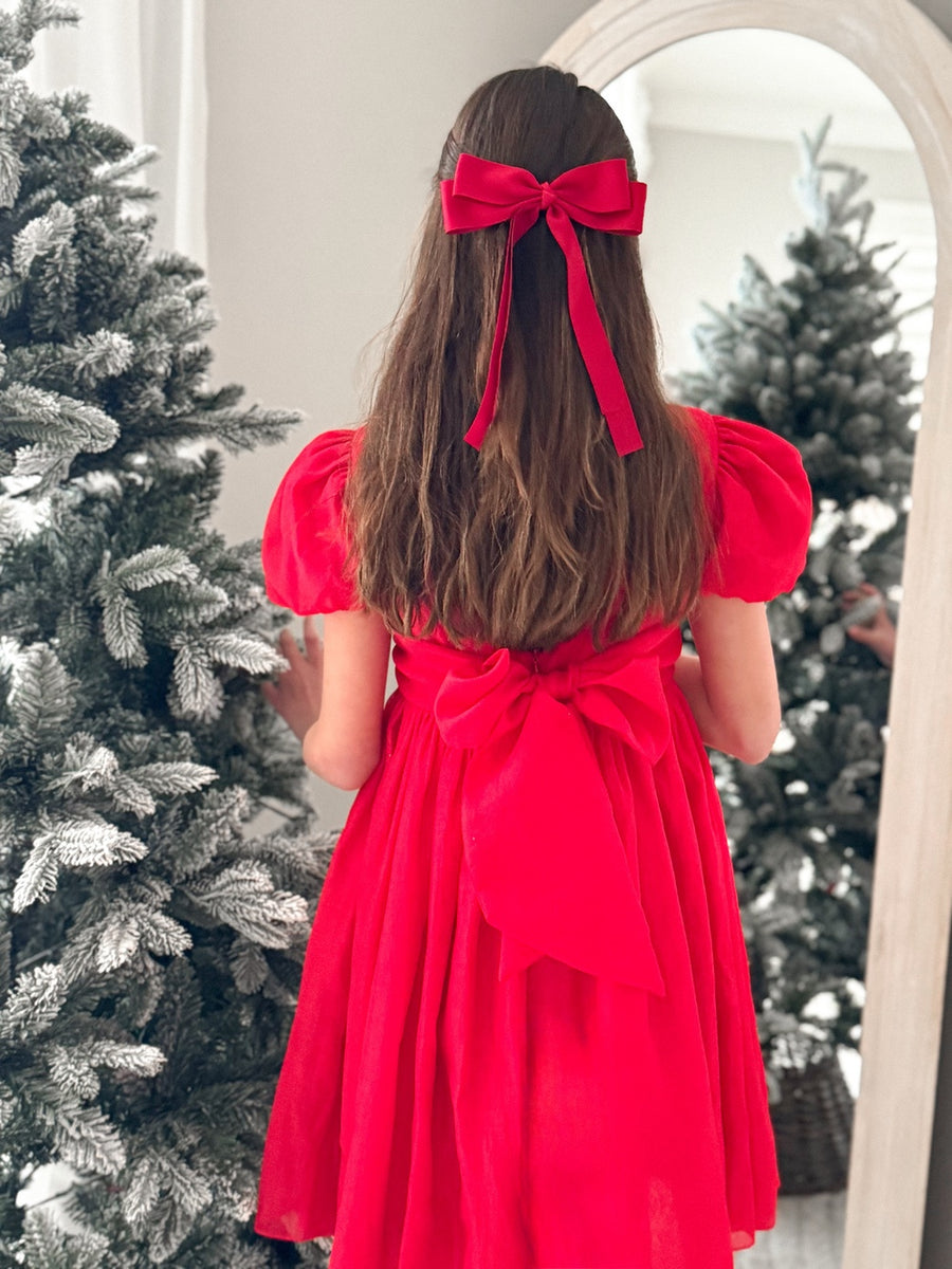 Noel Girls Red Hair Bow – A Little Lacey