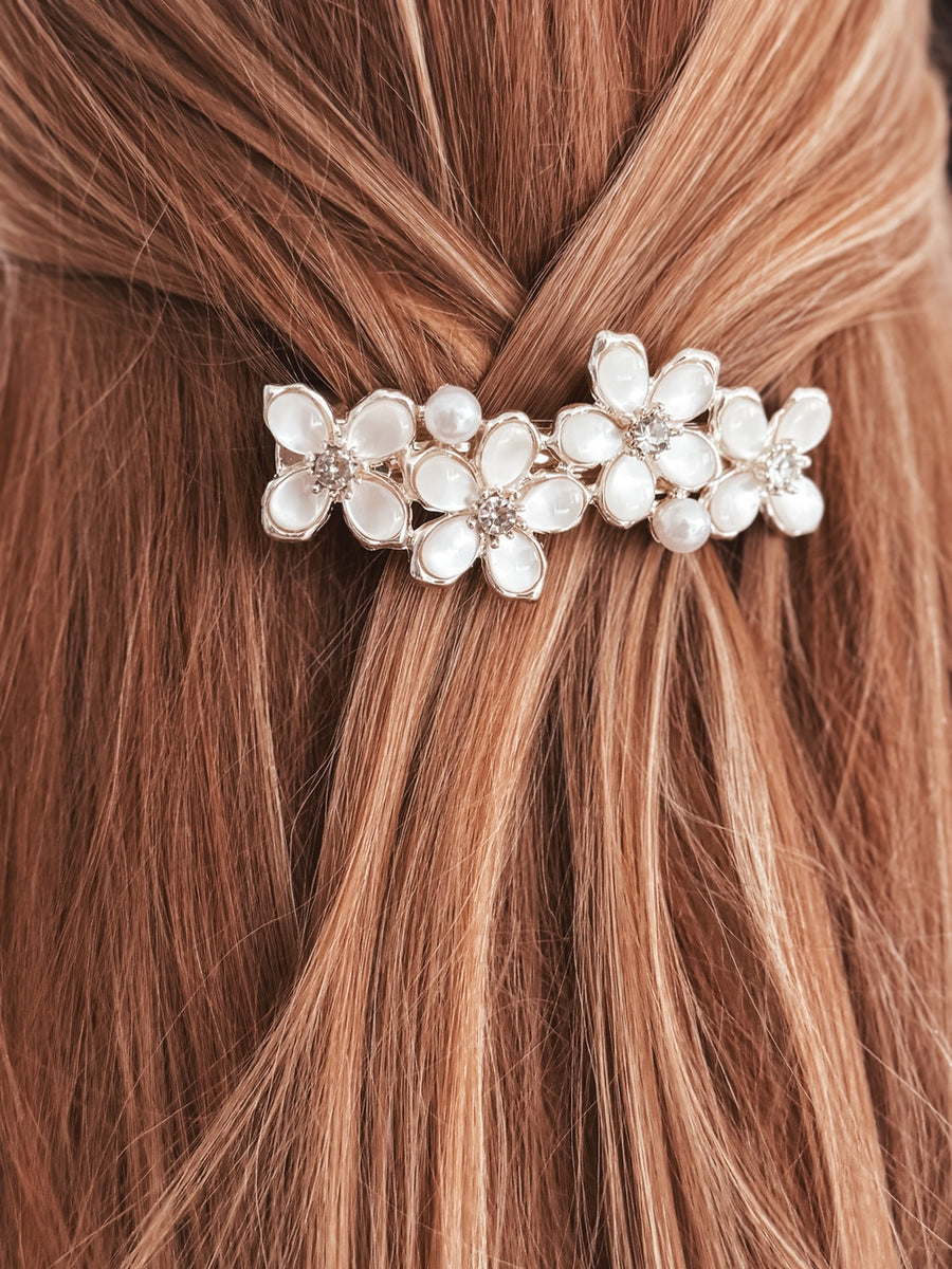 Ivory Pearl Floral Girls Barrette – A Little Lacey