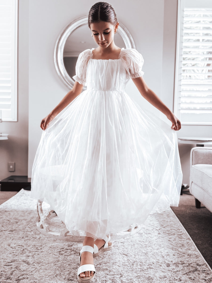 Jessica Puff Sleeve White Dress – A Little Lacey